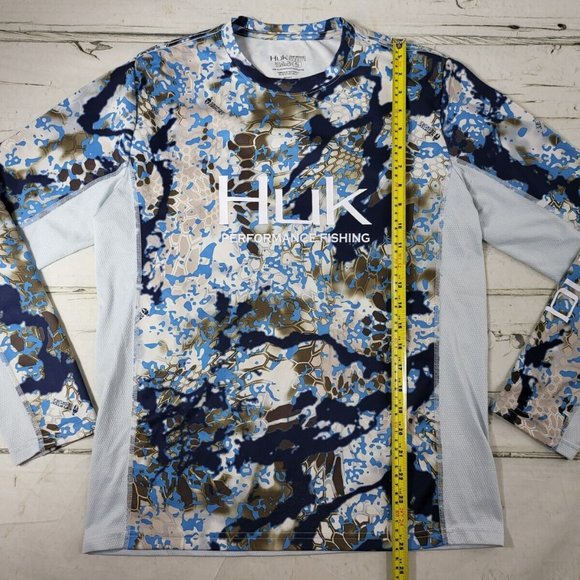 Huk | Shirts | Huk Performance Fishing Camo Long Sleeve Blue Tan 44273 ...